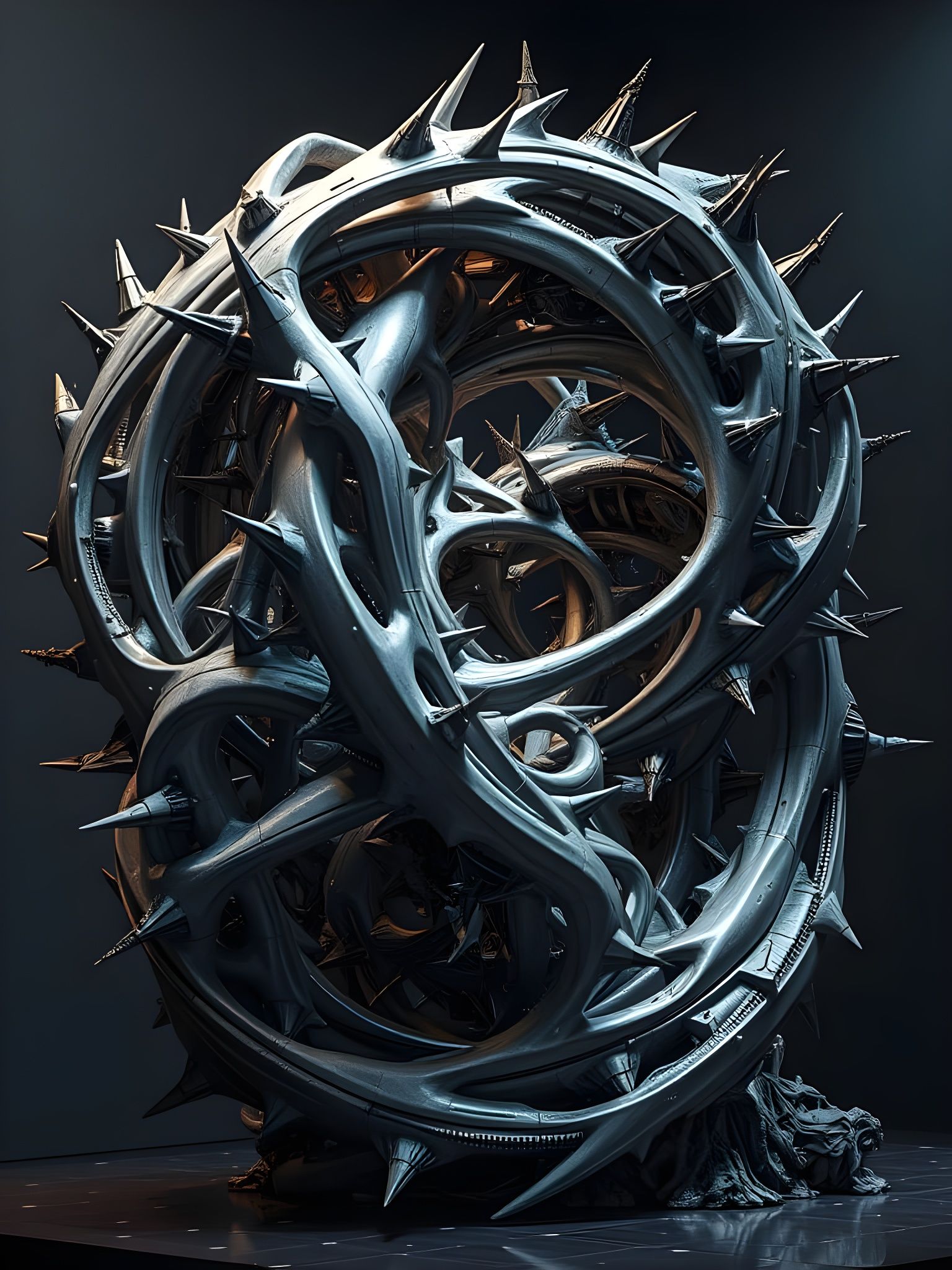 A sharp, abstract sculpture - Surreal Metal Sculpture in Hig...