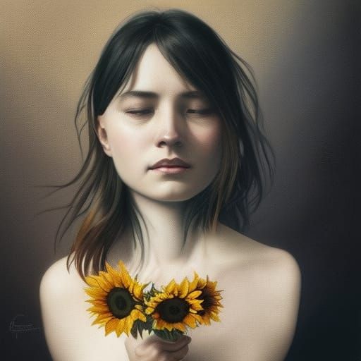 Quaint, sunflower seeds notebook head and shoulders portrait, 8k ...