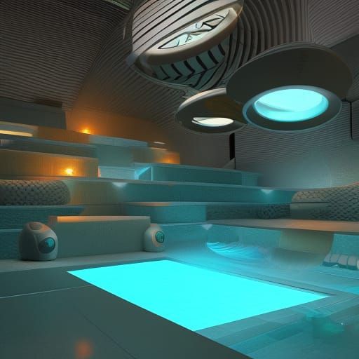 futuristic swimming pool - AI Generated Artwork - NightCafe Creator