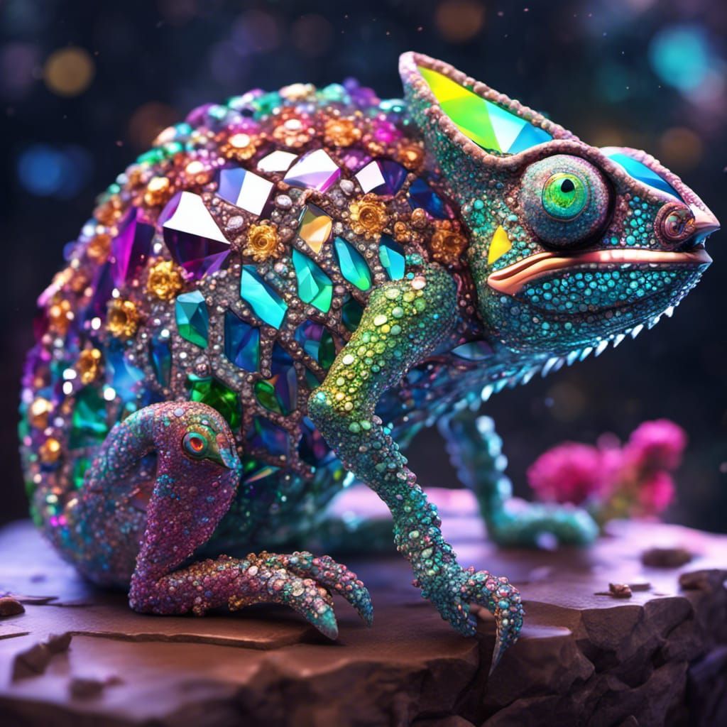 Magical Diamond Chameleon 💎 ️ - AI Generated Artwork - NightCafe Creator