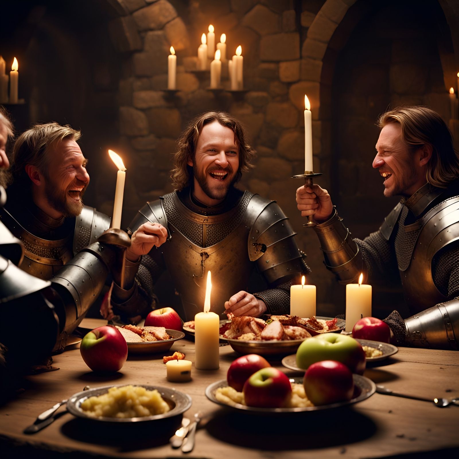 Laughing knights dinner - AI Generated Artwork - NightCafe Creator