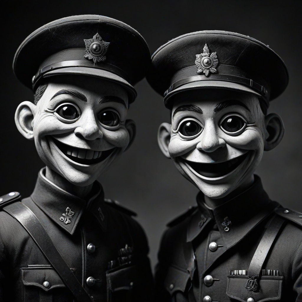 WWI Puppet Soldiers in Black and White - AI Art