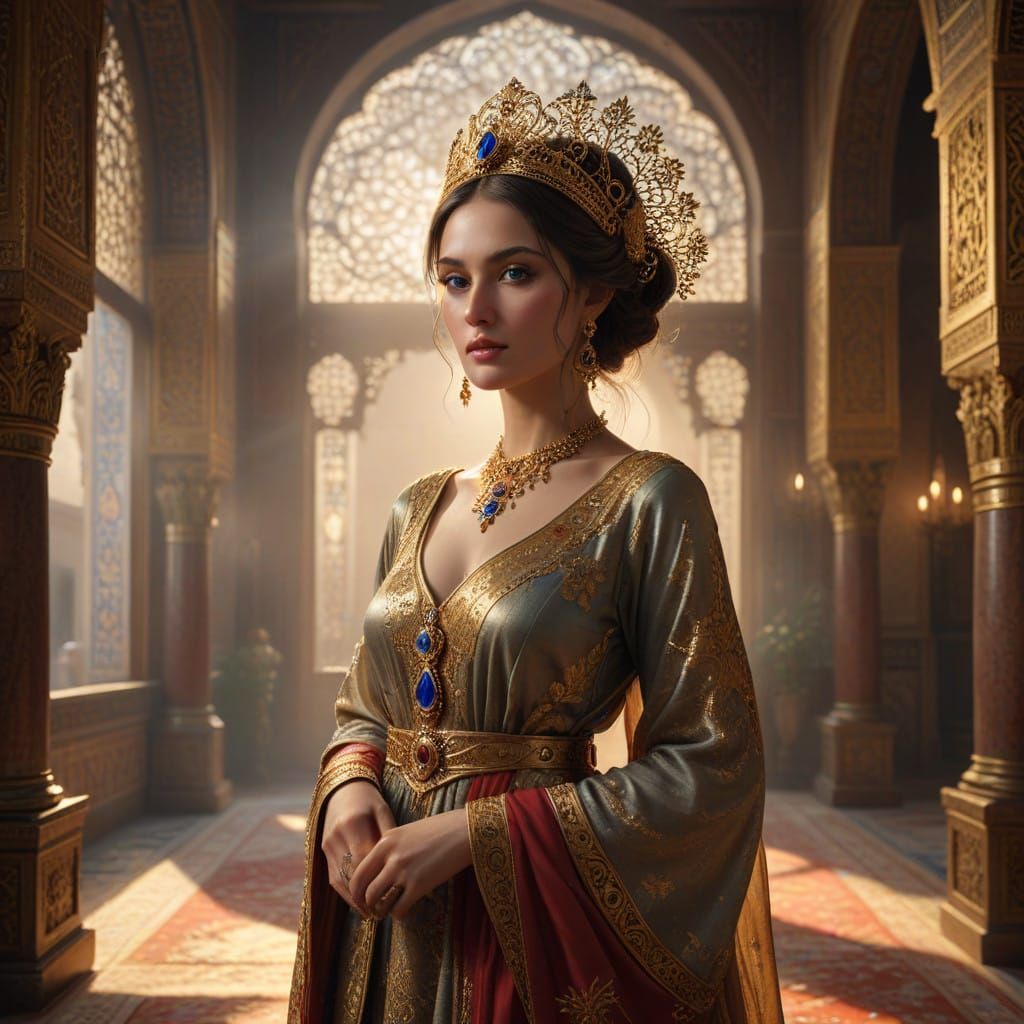 Ottoman Palace Courtesan in Opulent Grandeur - AI Art