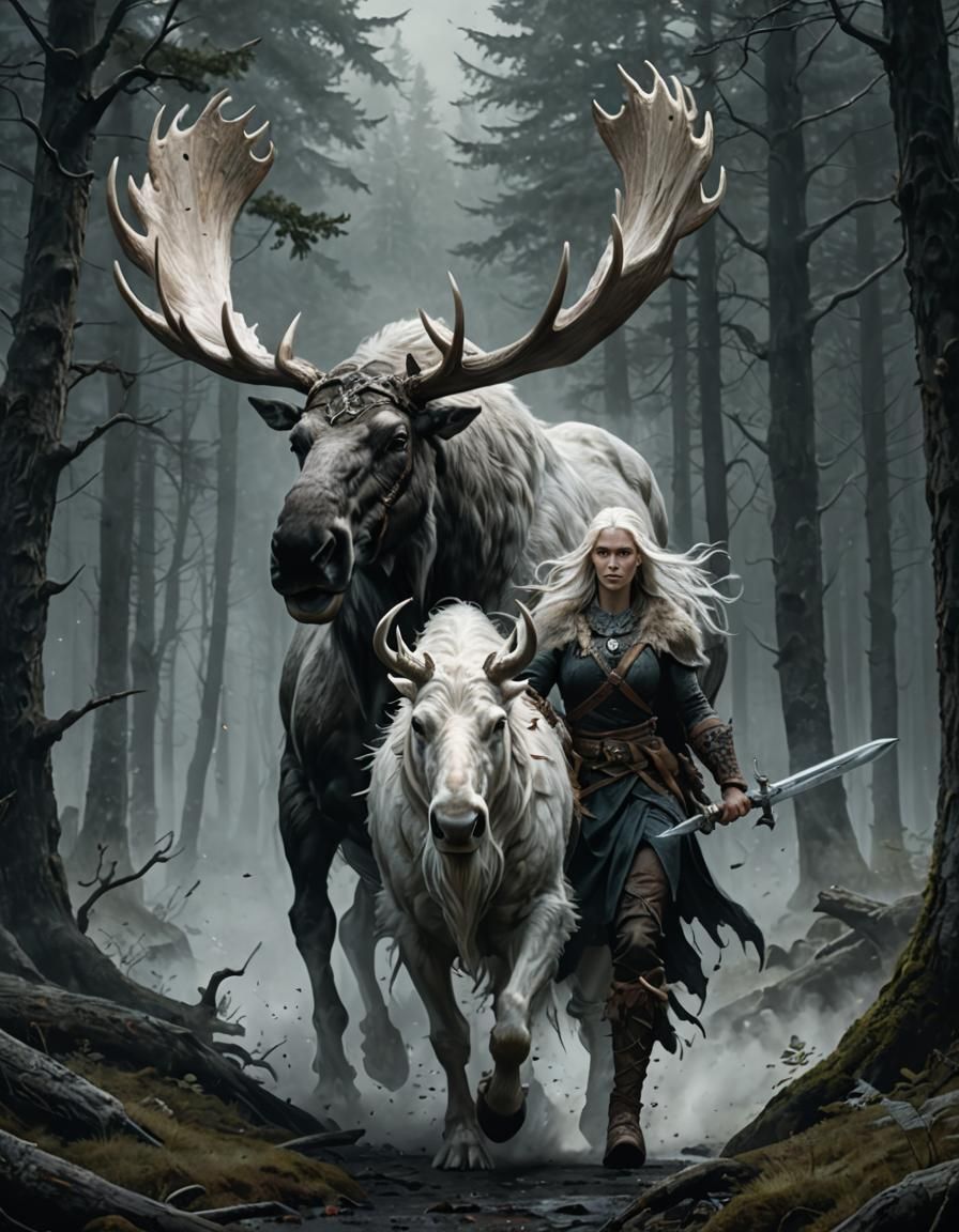 A viking warrior and war moose - AI Generated Artwork - NightCafe Creator