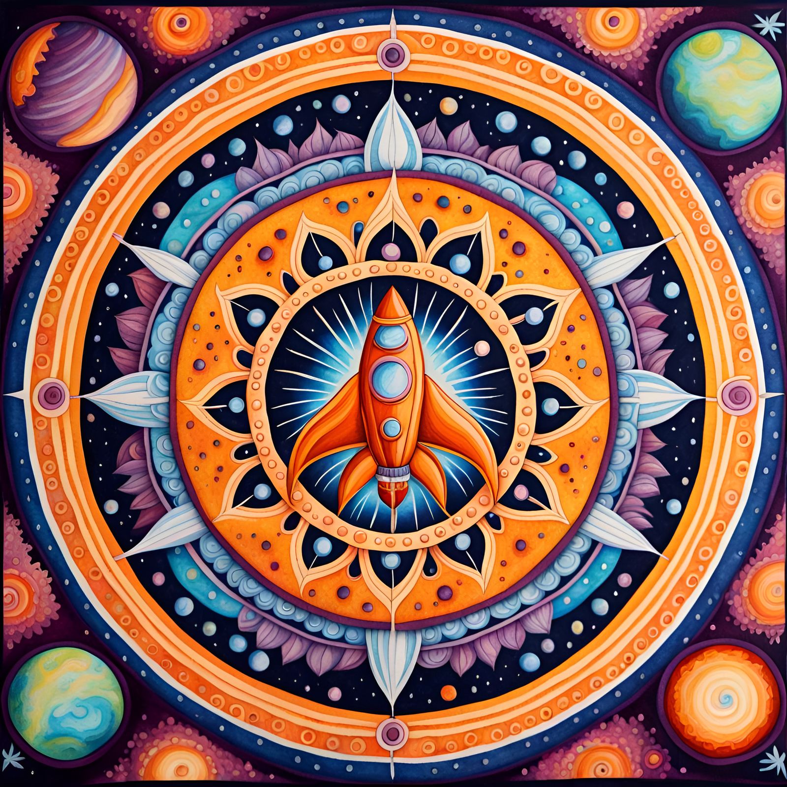 Space Rocket Mandala - AI Generated Artwork - NightCafe Creator