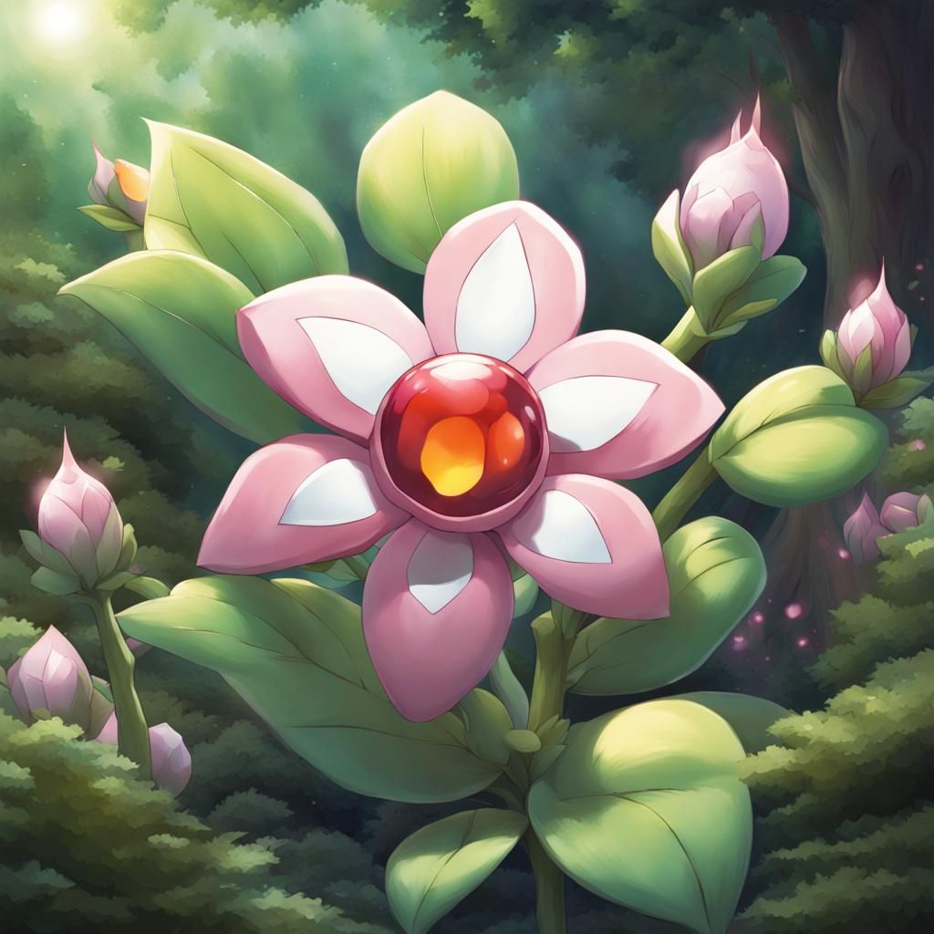 Budbloom, the evolved form, is a blossoming flower Pokemon. Its petals ...