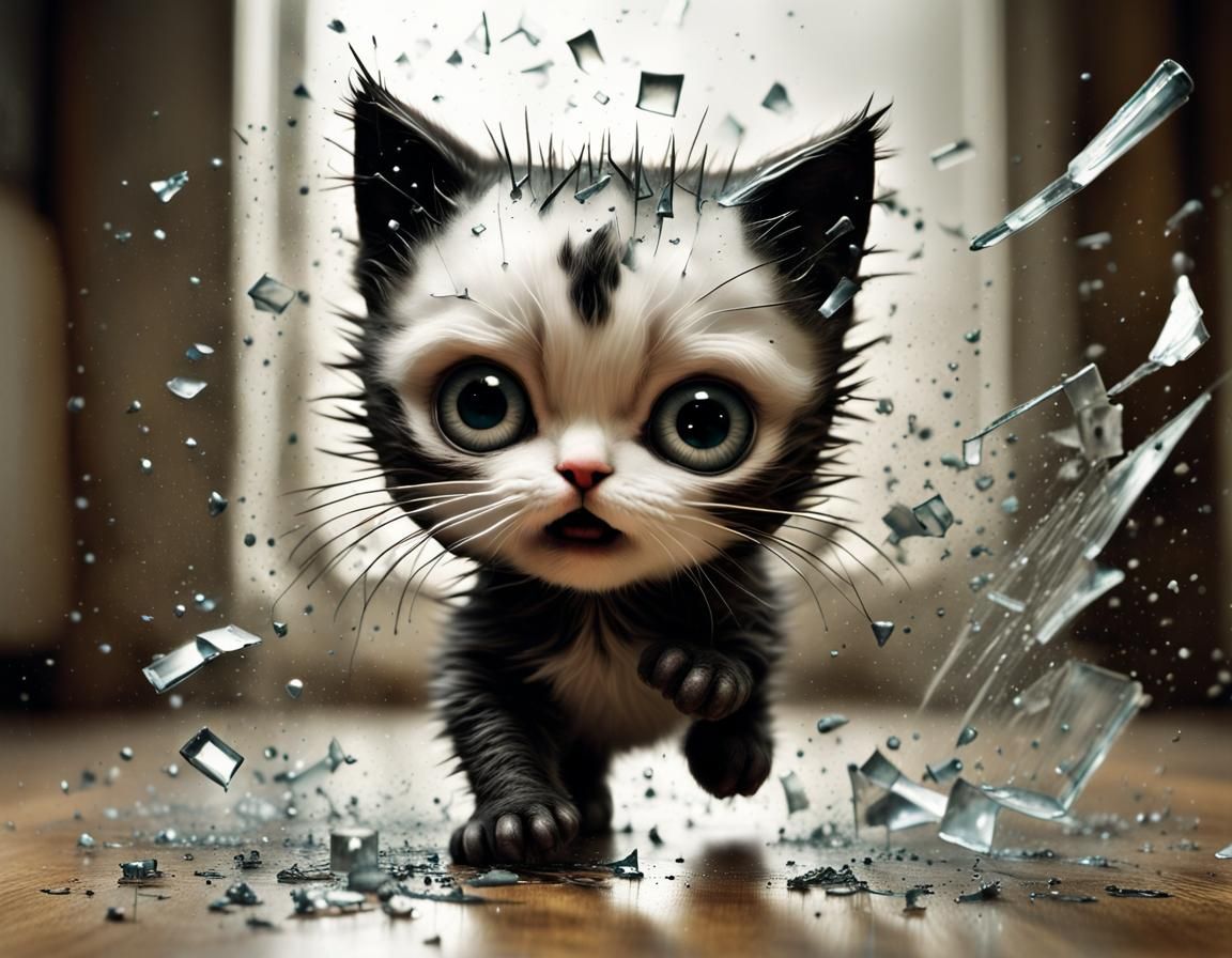 "Kitten running through broken glass": photograph by Stephen Gammell ...