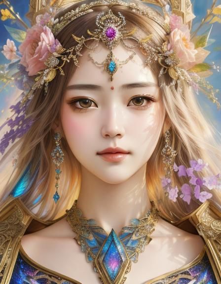 Gorgeous hyper-detailed future goddess, intricate delicate design full length portrait ...