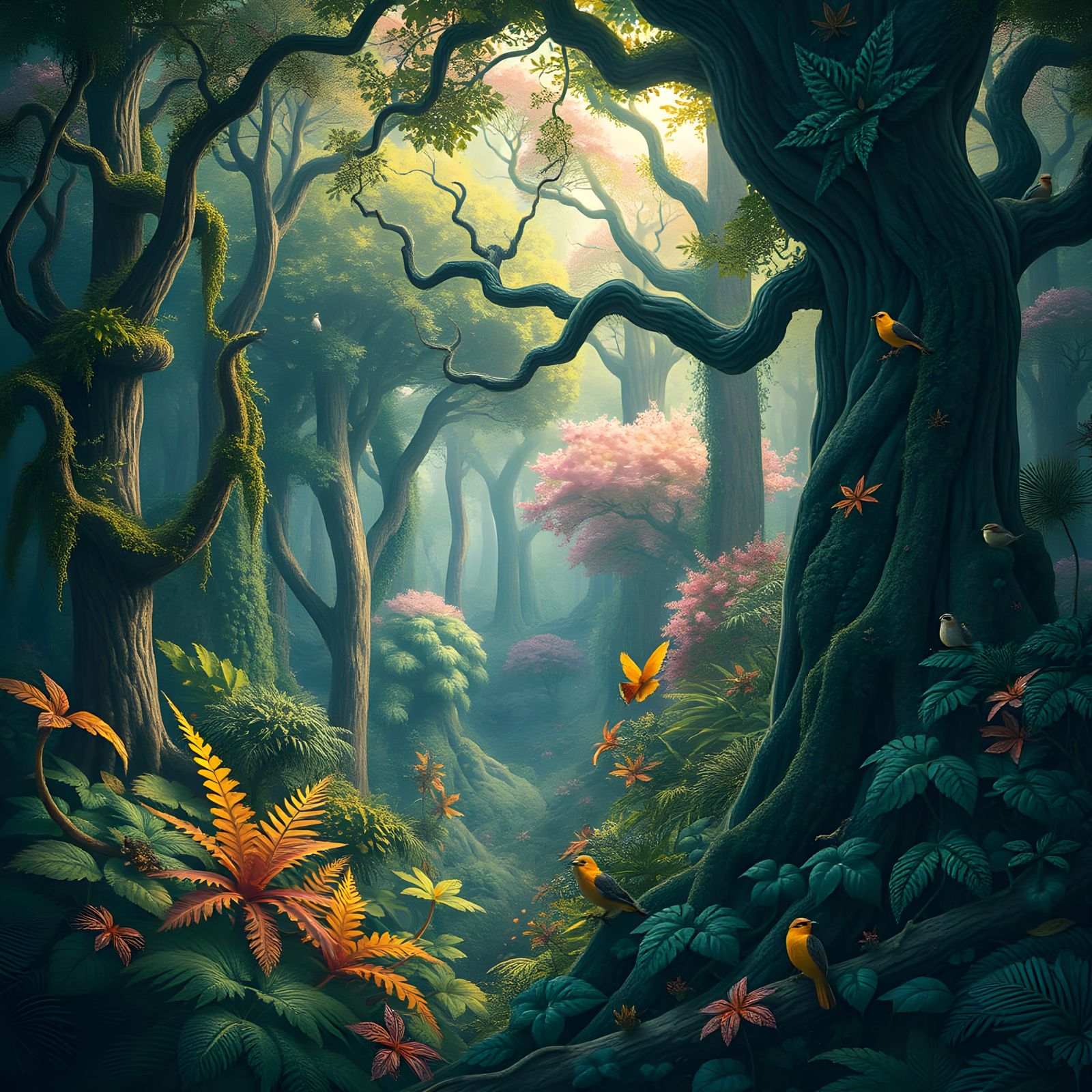 Primordial Forest - Mystical Primordial Woodland Scene in Vi...