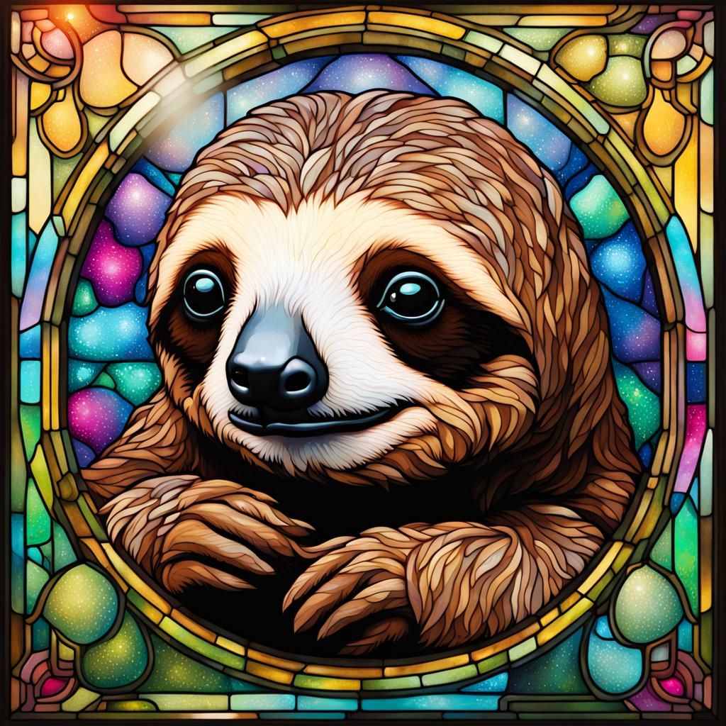 Stained Glass Sloth - AI Generated Artwork - NightCafe Creator