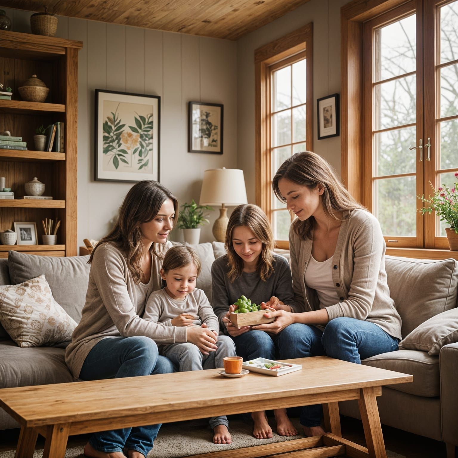 Social Mothers - Typical Middle Class Mother with Healthy Ki...