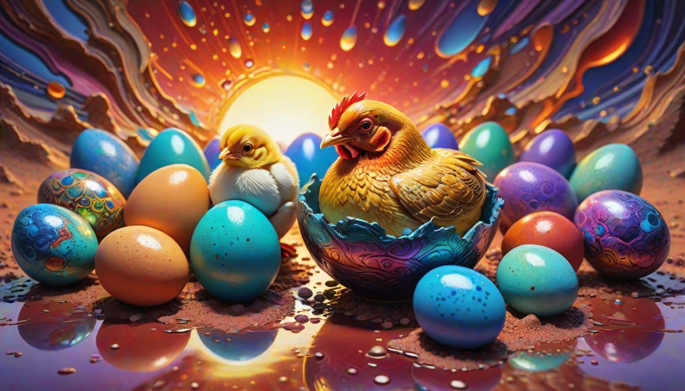 Hatching the future - Surreal Egg Hatching Scene in Vibrant ...