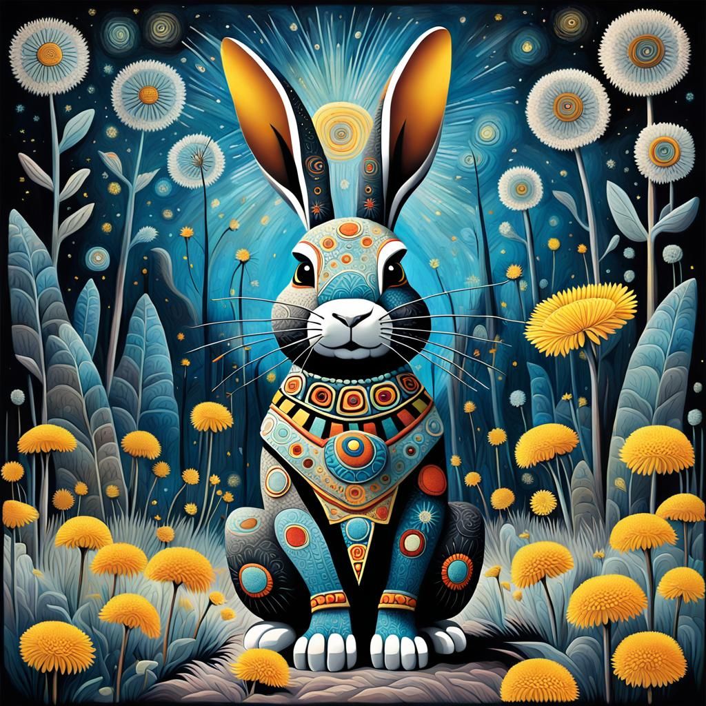 Native American Rabbit kachina in a dreamscape filled with a million ...