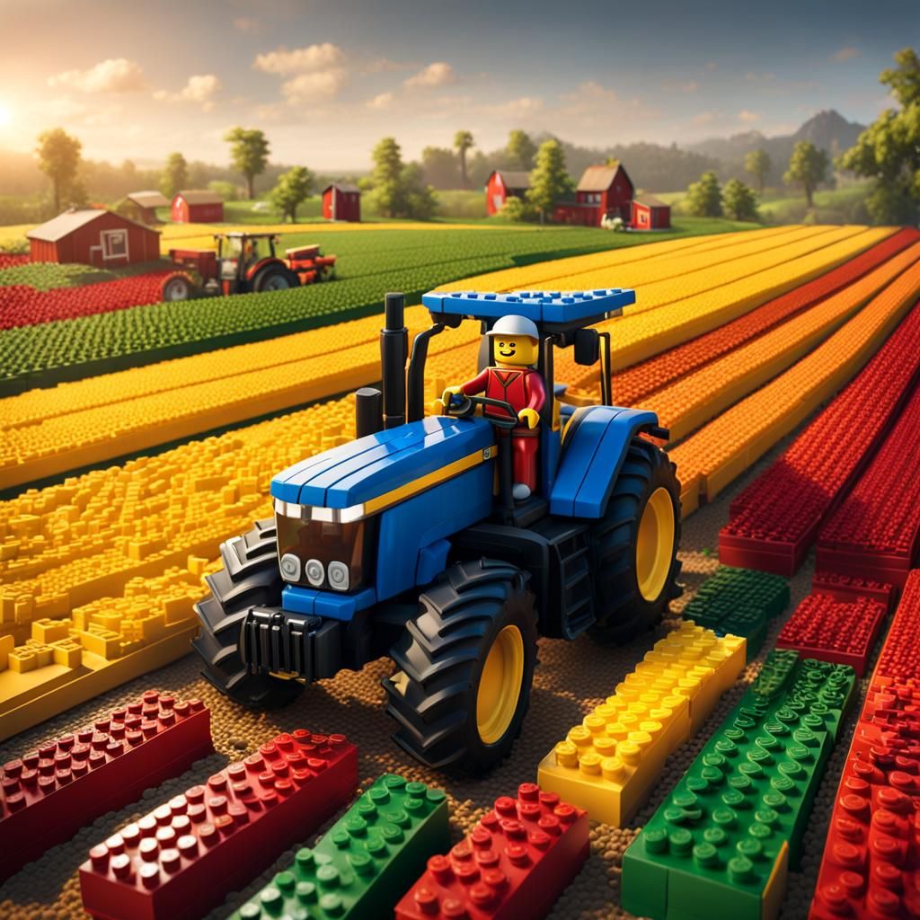Fantastical Lego Harvest Scene in Vibrant Colors - AI Art