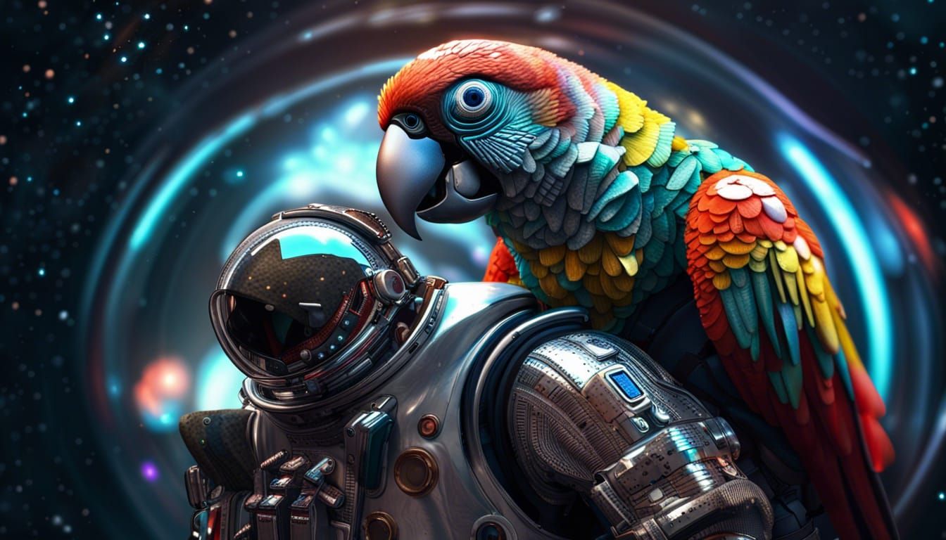 Chrome Service Robotic + Remote Cybernetic Parrot - AI Generated ...