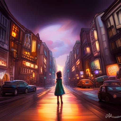 Walking down the street - AI Generated Artwork - NightCafe Creator