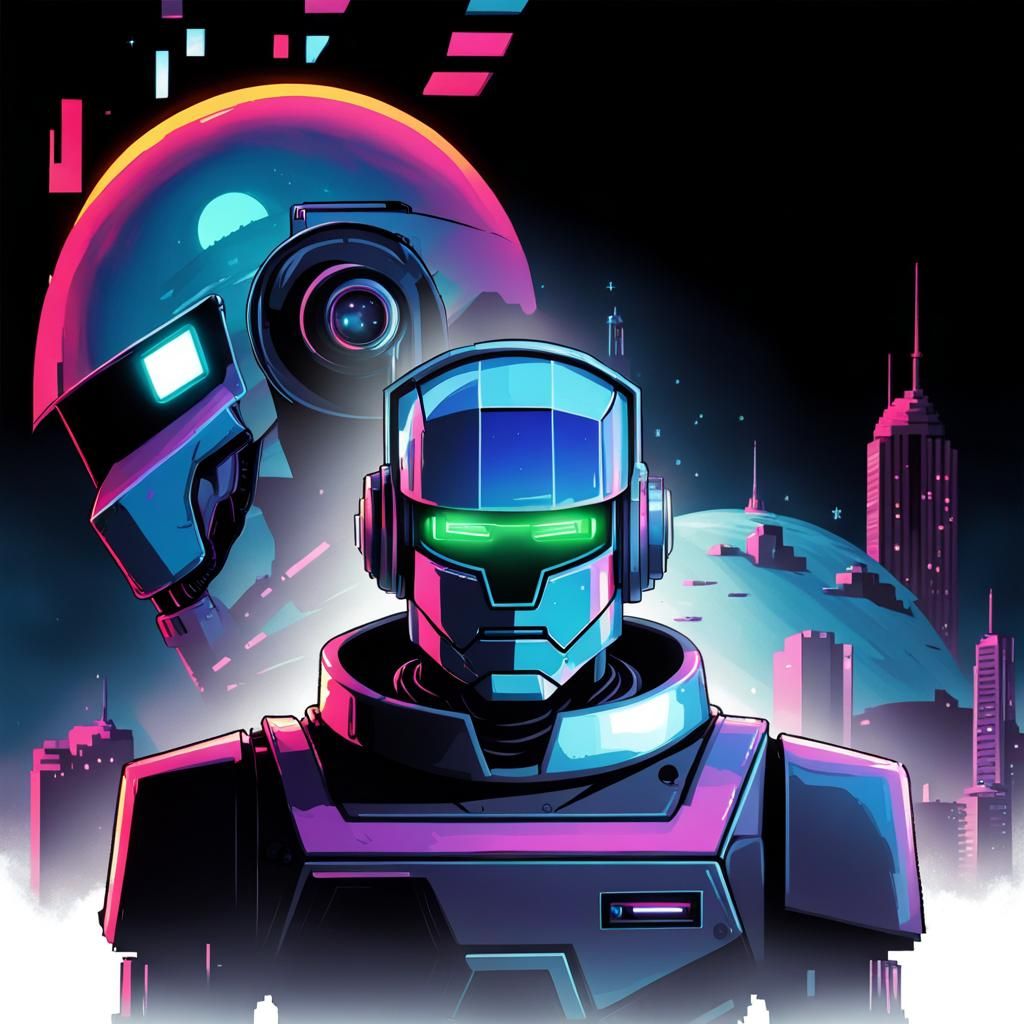 the robot guard, synthwave, 8-bit - AI Generated Artwork - NightCafe ...