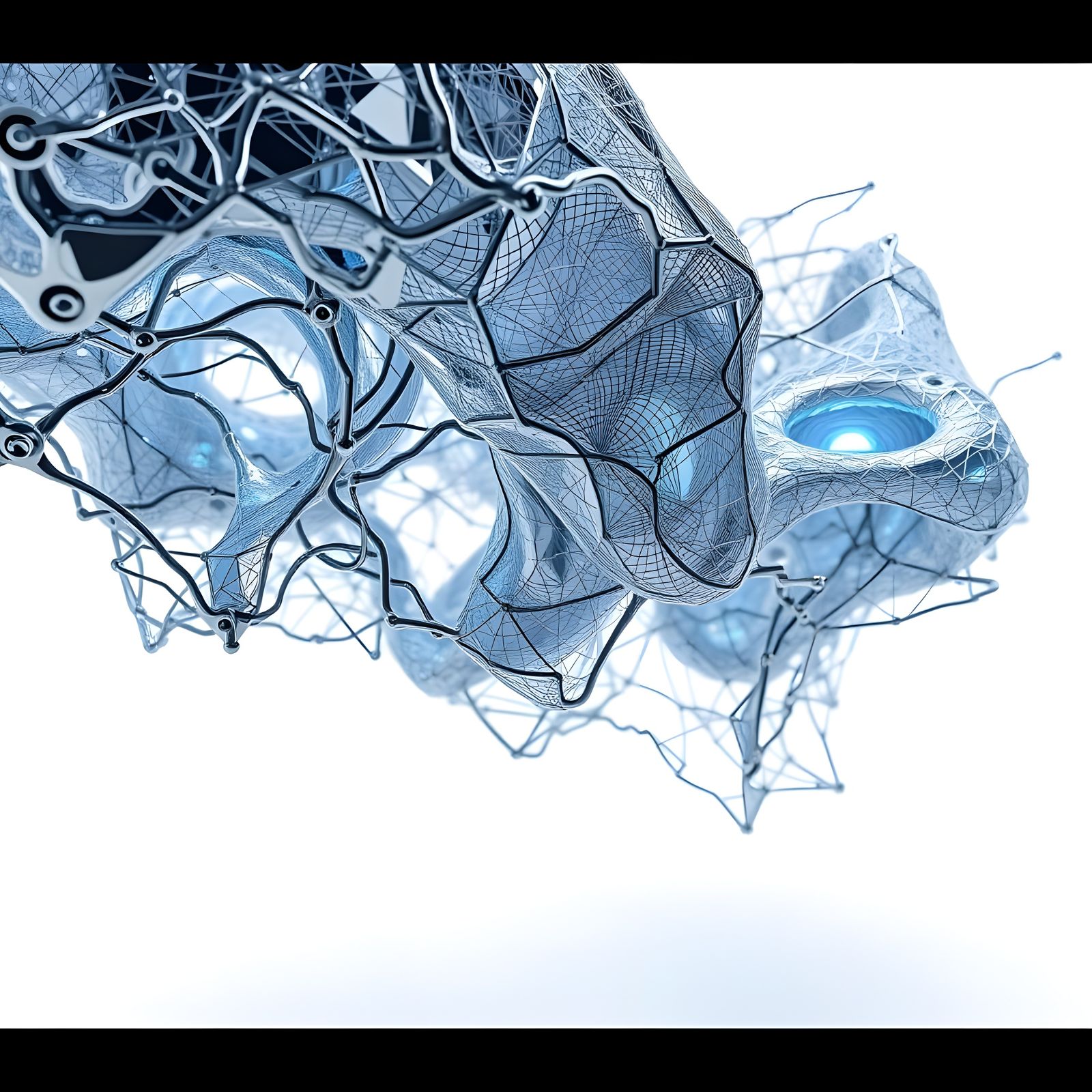 Neural Network Mesh with Metallic and Organic Text... - AI Art