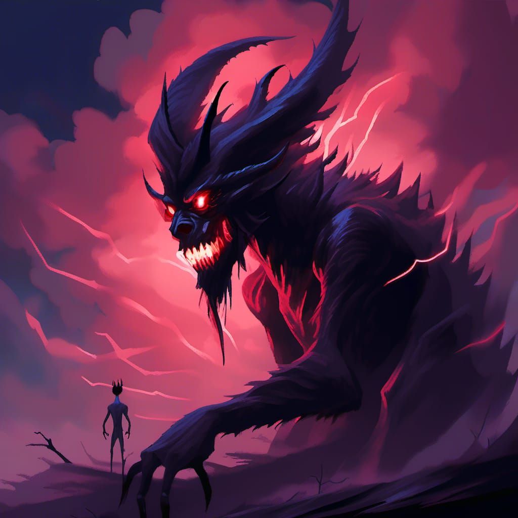 a digital painting of a creepy looking creature, digital art, digital ...