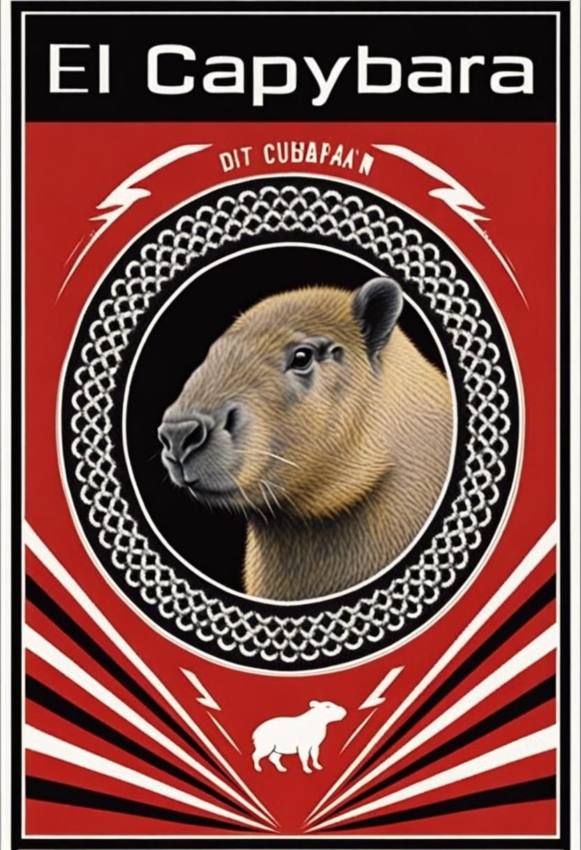 Retro poster Cuban revolution, Capybara with red beret, - AI Generated ...