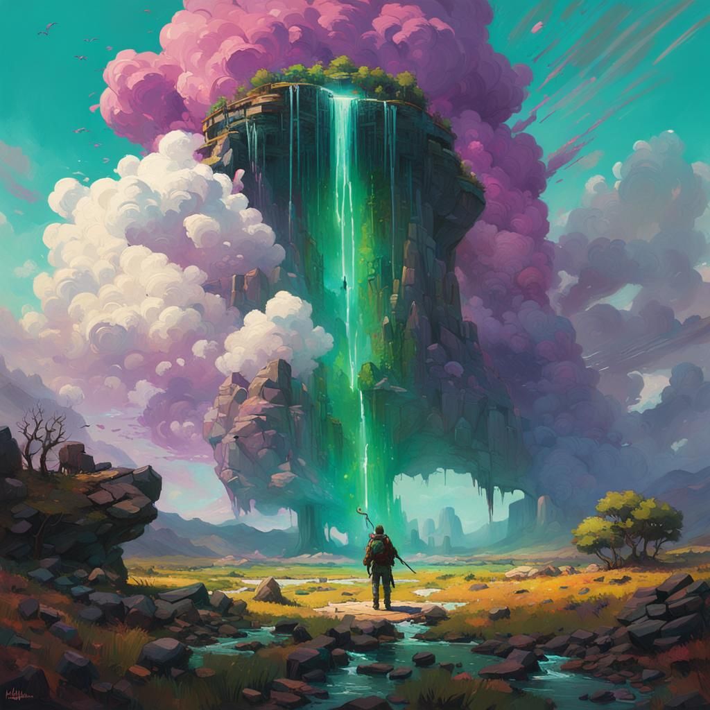 Epic Emerald Waterfall - AI Generated Artwork - NightCafe Creator