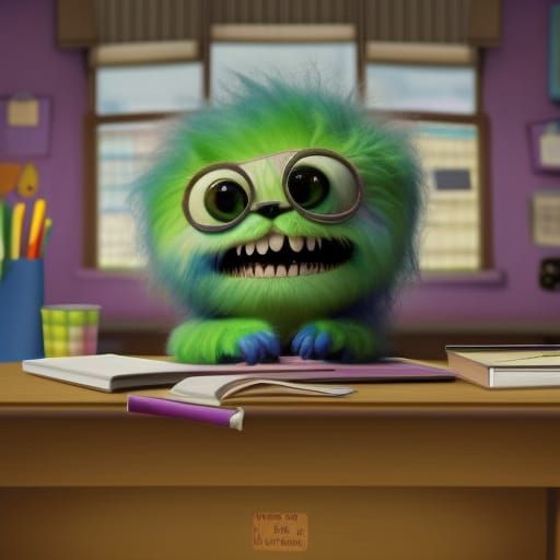 Monster's First Day of School - AI Generated Artwork - NightCafe Creator
