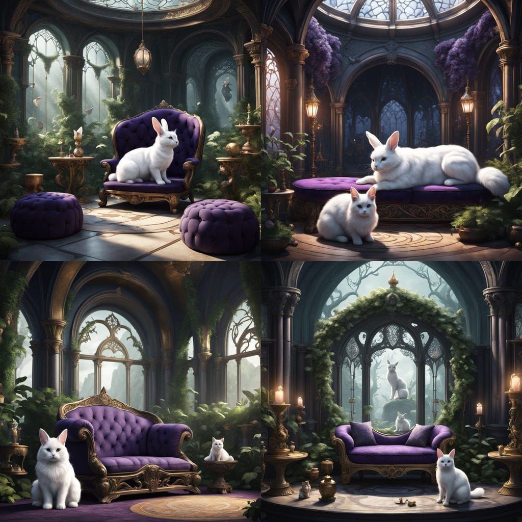Royal cats - Regal Felines Reign in Enchanted Elven Throne R...