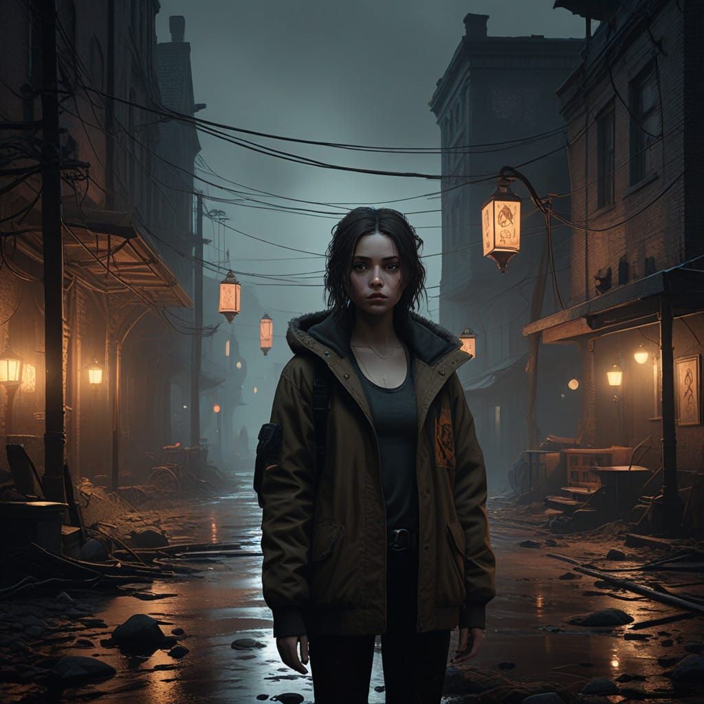 Realistic Gothic-child, long, dark brown hair that falls in loose waves ...