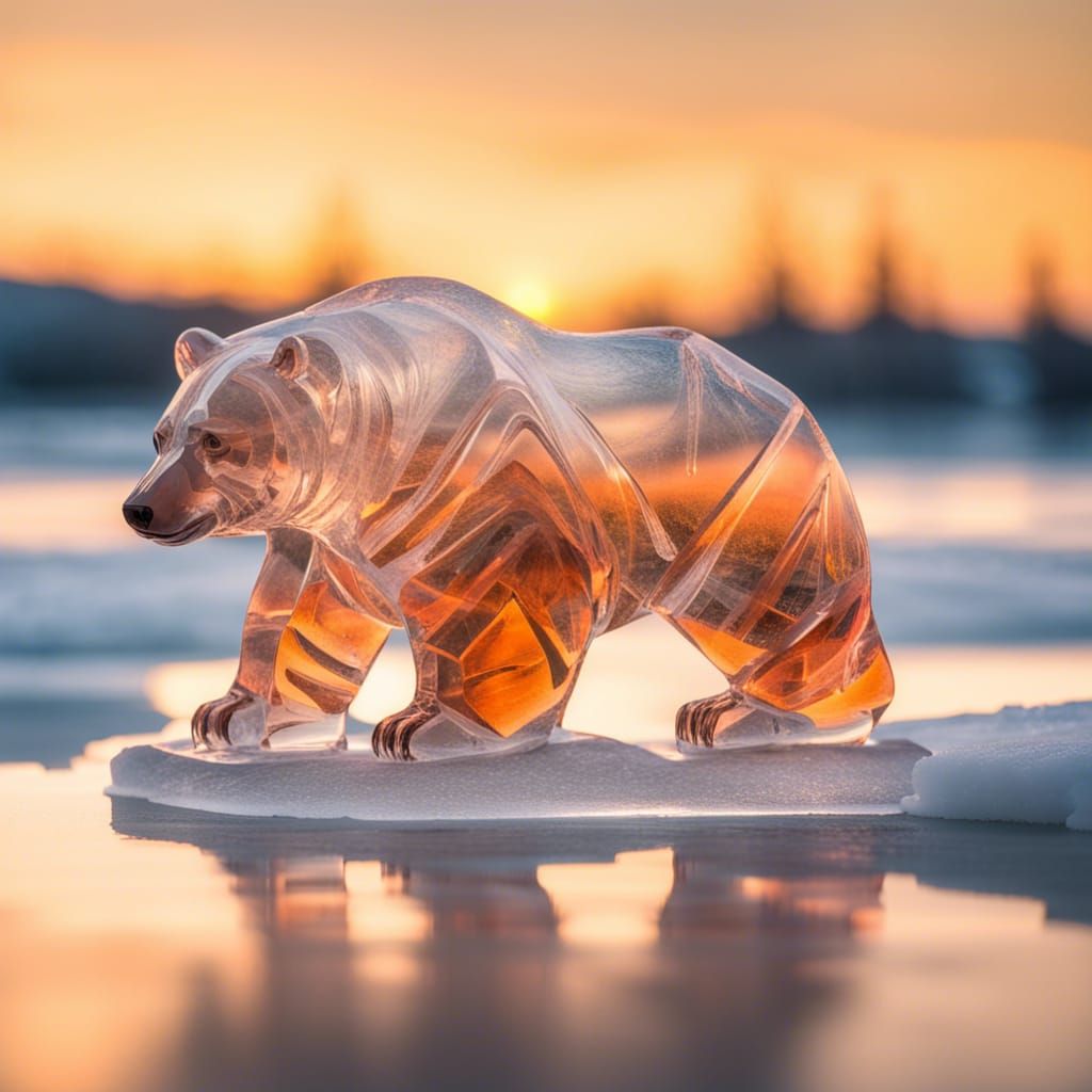 "An ice sculpture of an grizzly bear, - AI Generated Artwork - NightCafe Creator