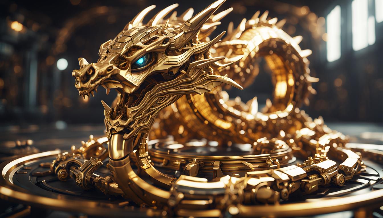 an image of a golden metallic dragon talisman - AI Generated Artwork ...