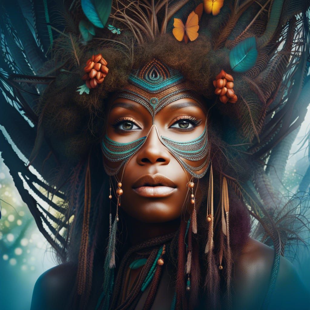 surreal dreamscape fantasy delicate indigenous forest goddess, ethereal ...