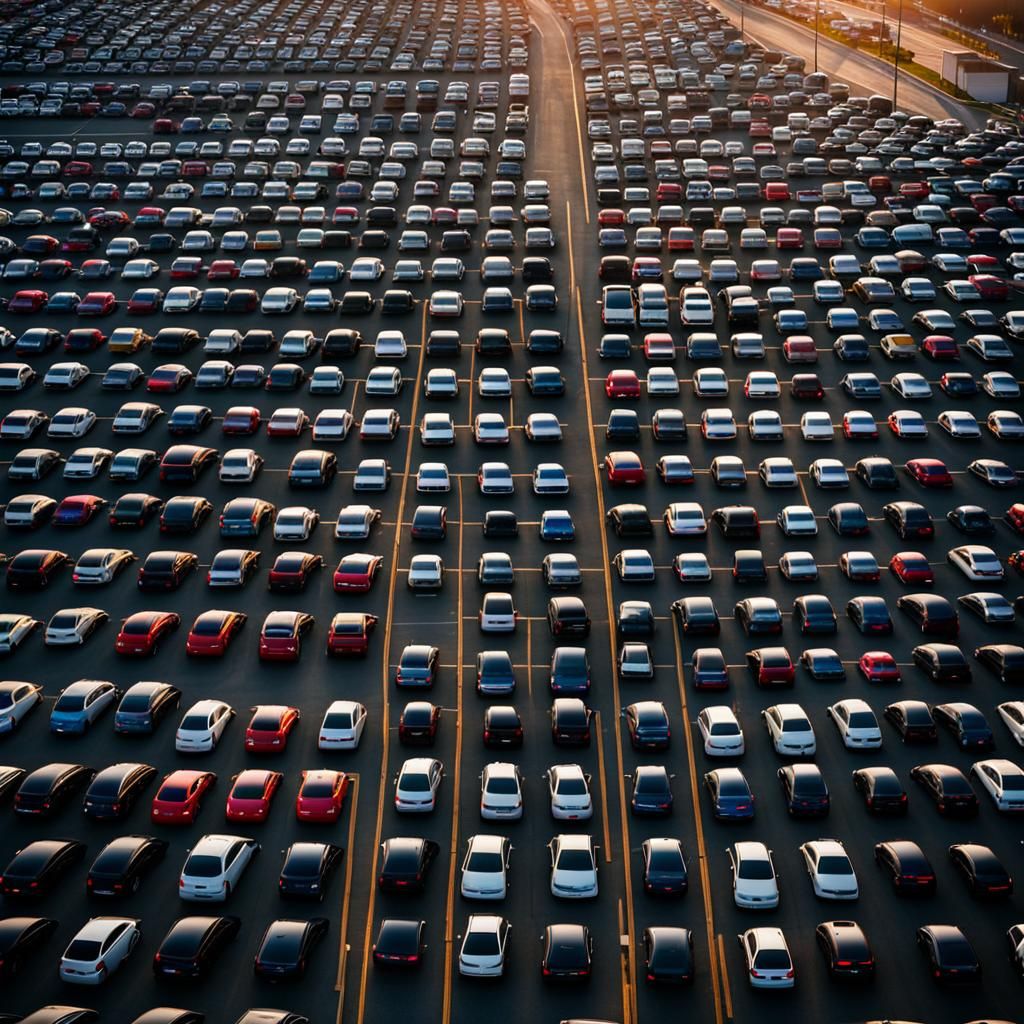 realistic photo of parking lot with few hundred cars - AI Generated ...