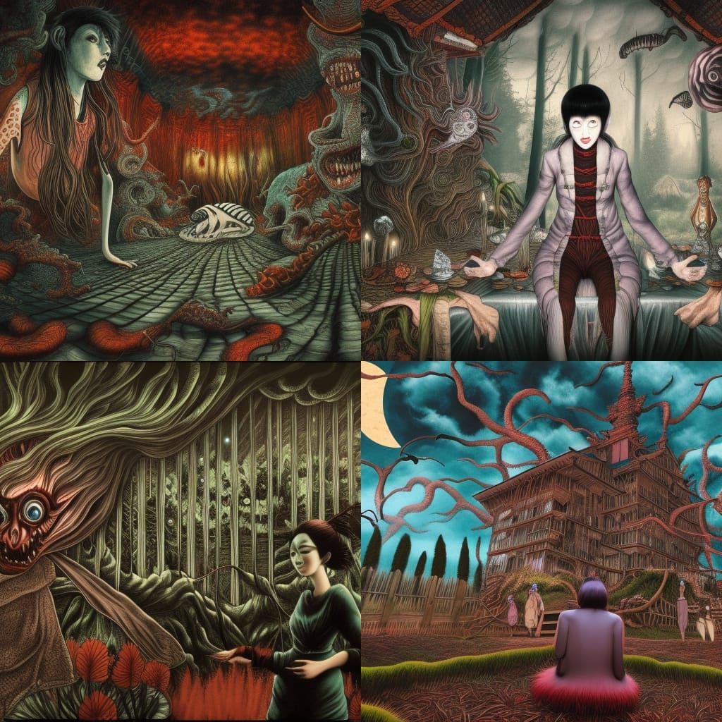Junji Ito Birthday Party Ai Generated Artwork Nightcafe Creator
