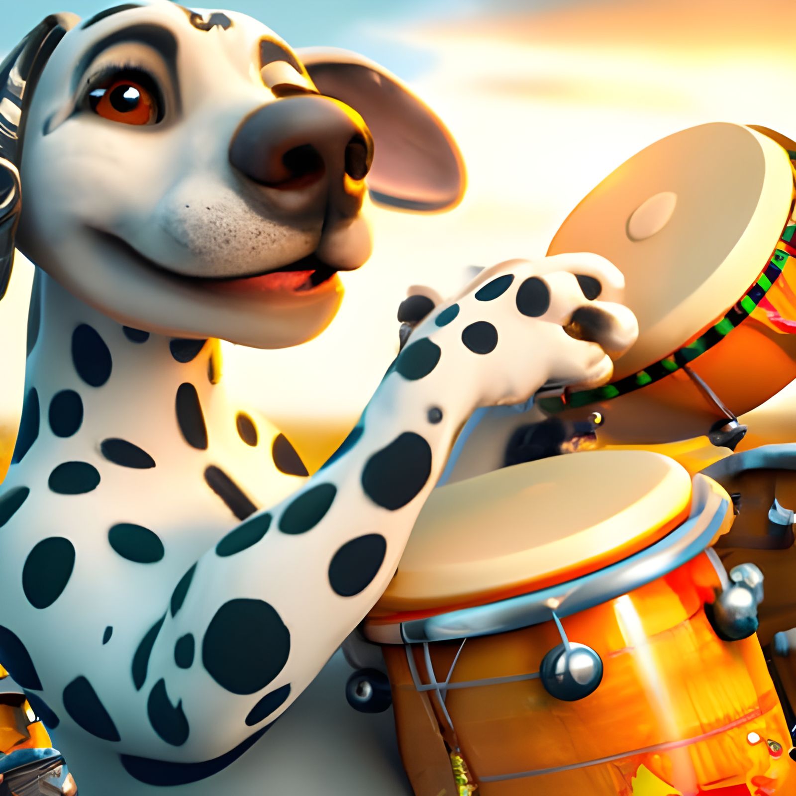 Bongo Pongo - Dalmatian Bongo Player: 3D Rendered Concept Ar...