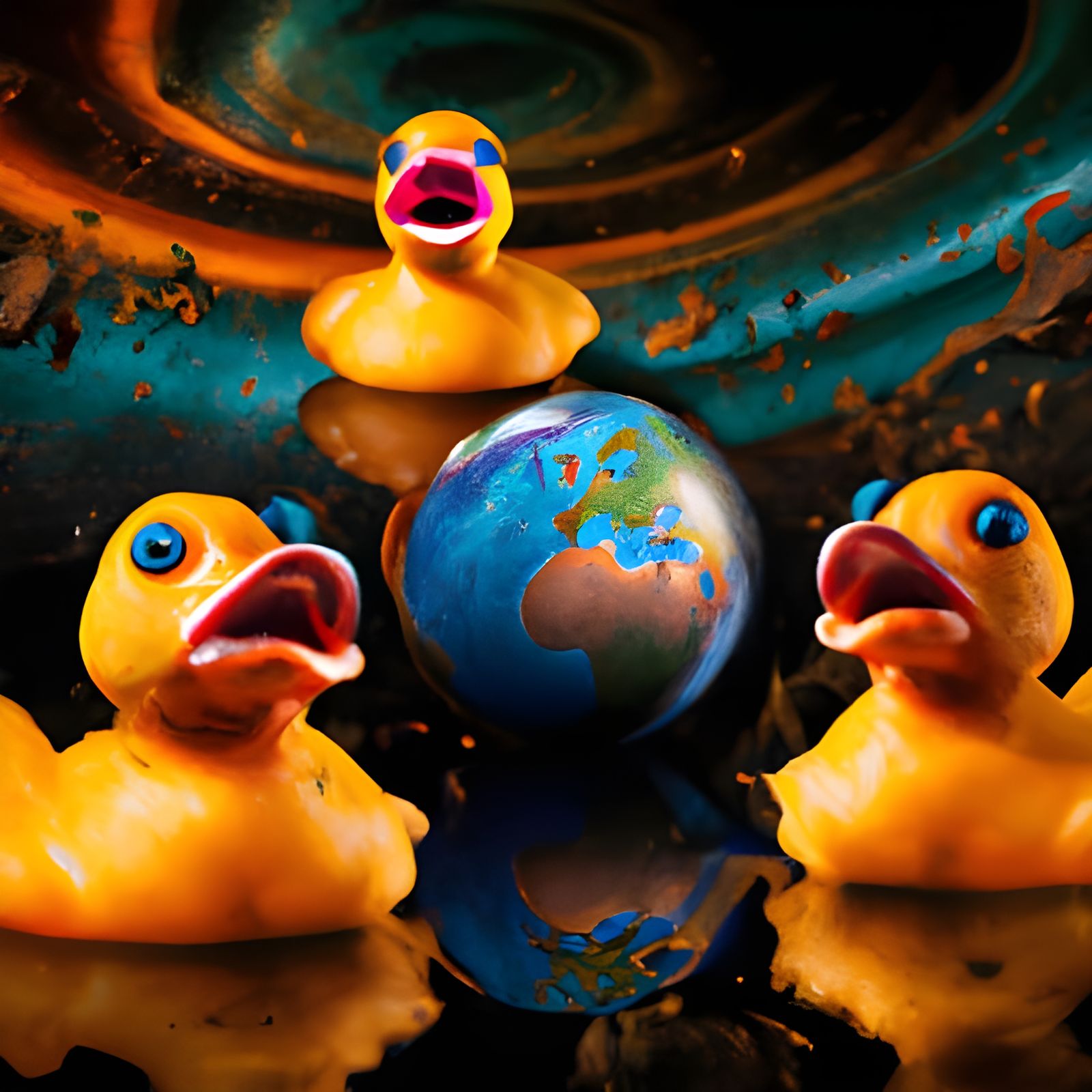 Rubber ducks visiting Earth for first time - AI Generated Artwork ...