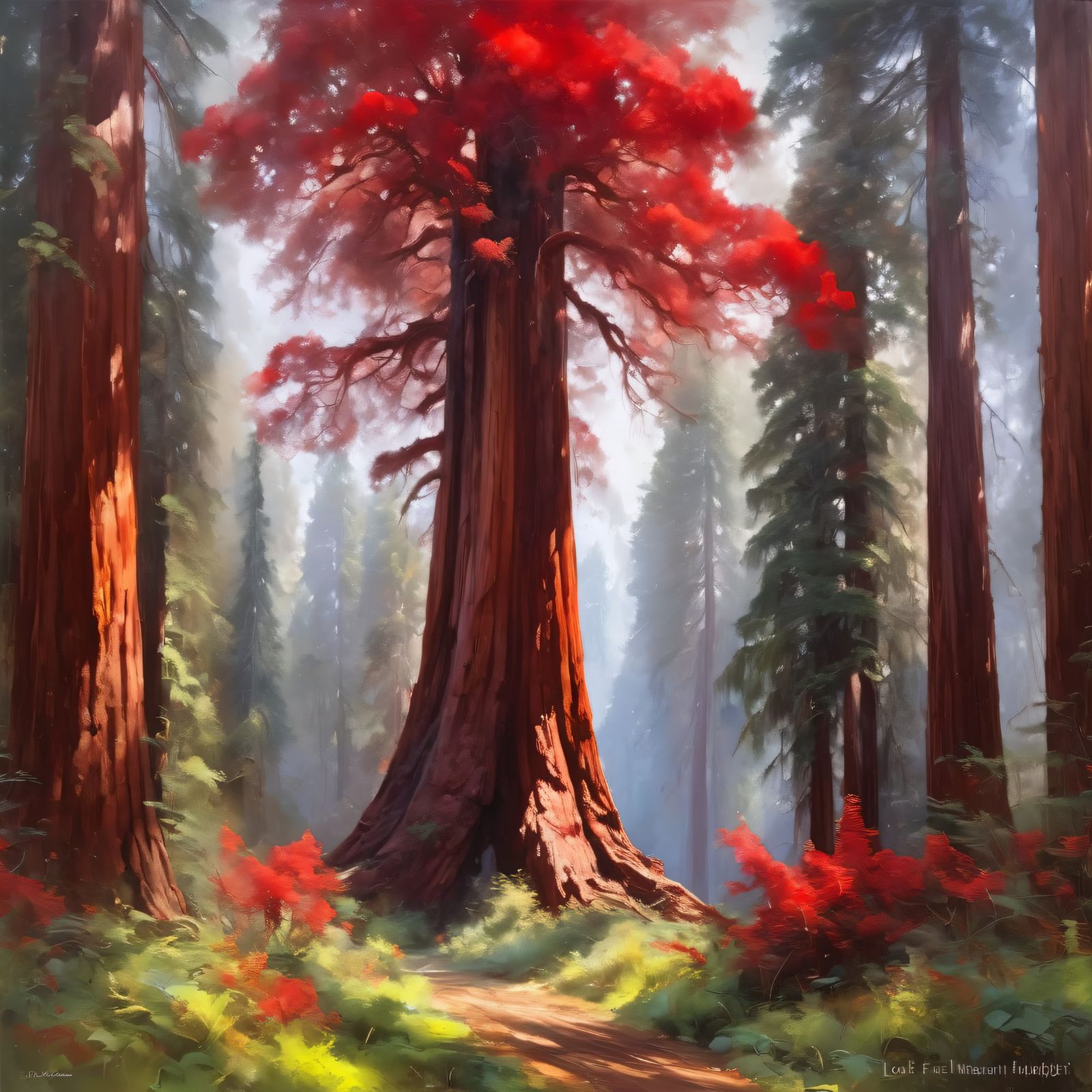 Red Redwoods - AI Generated Artwork - NightCafe Creator