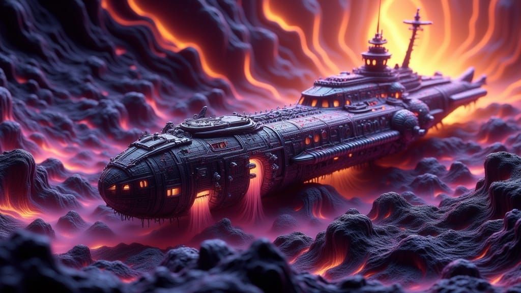 Weird Ship Design - Eerie Sci-Fi Spaceship Consumed by Nebul...