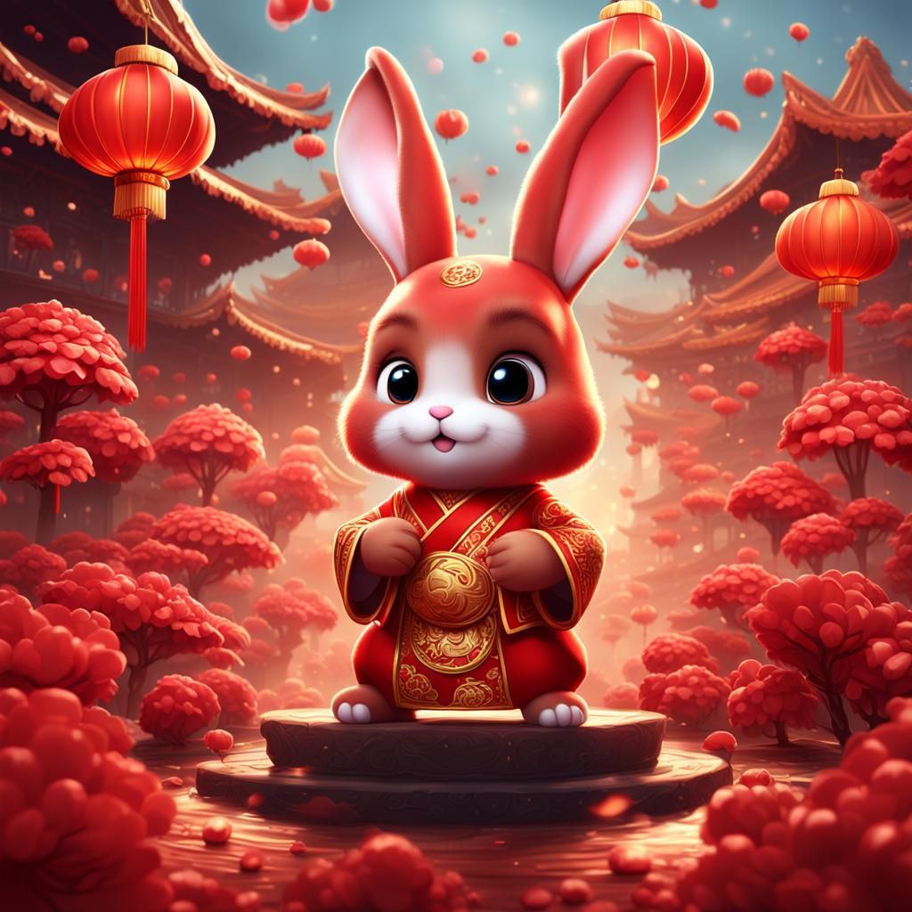 Lucky Bunny New Year - AI Generated Artwork - NightCafe Creator