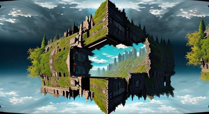broken landscape; topsy turvy - AI Generated Artwork - NightCafe Creator