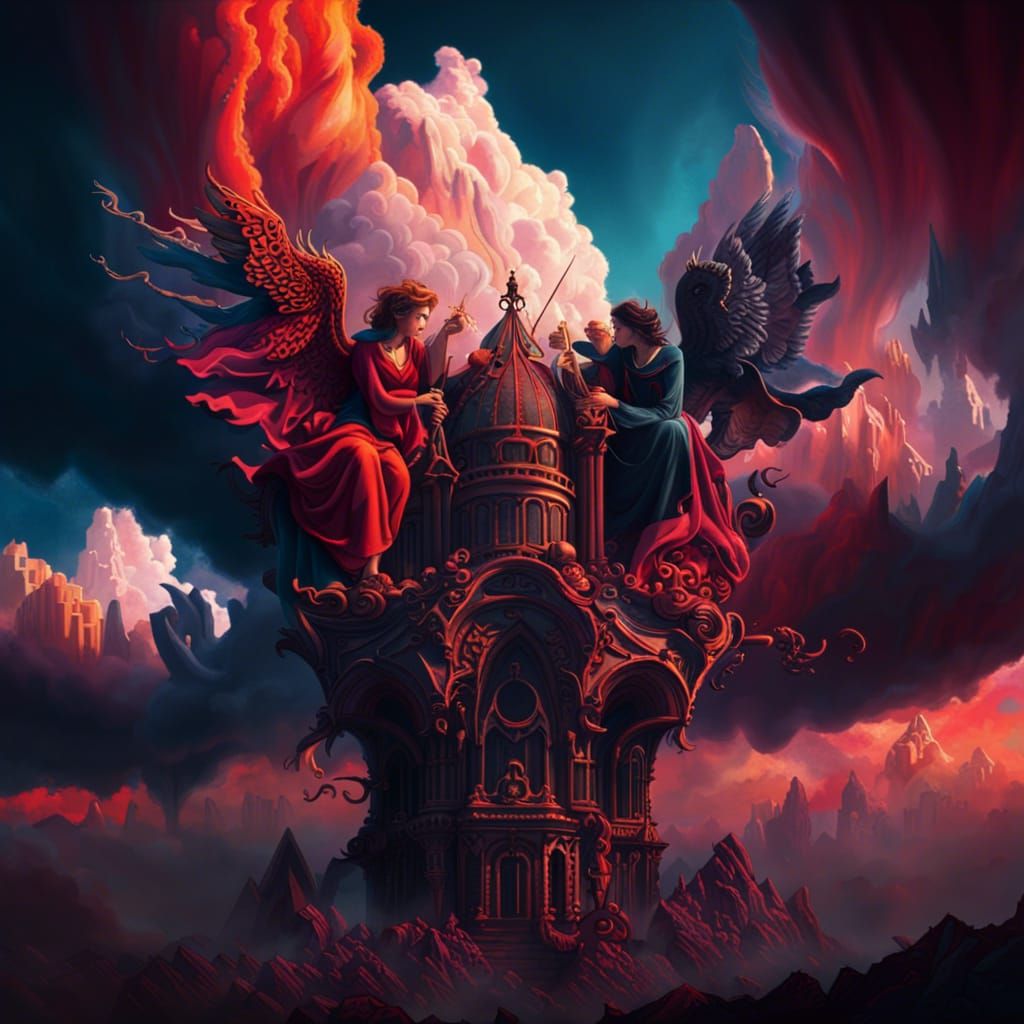 sweet devil and angel Cloud 11 - AI Generated Artwork - NightCafe Creator