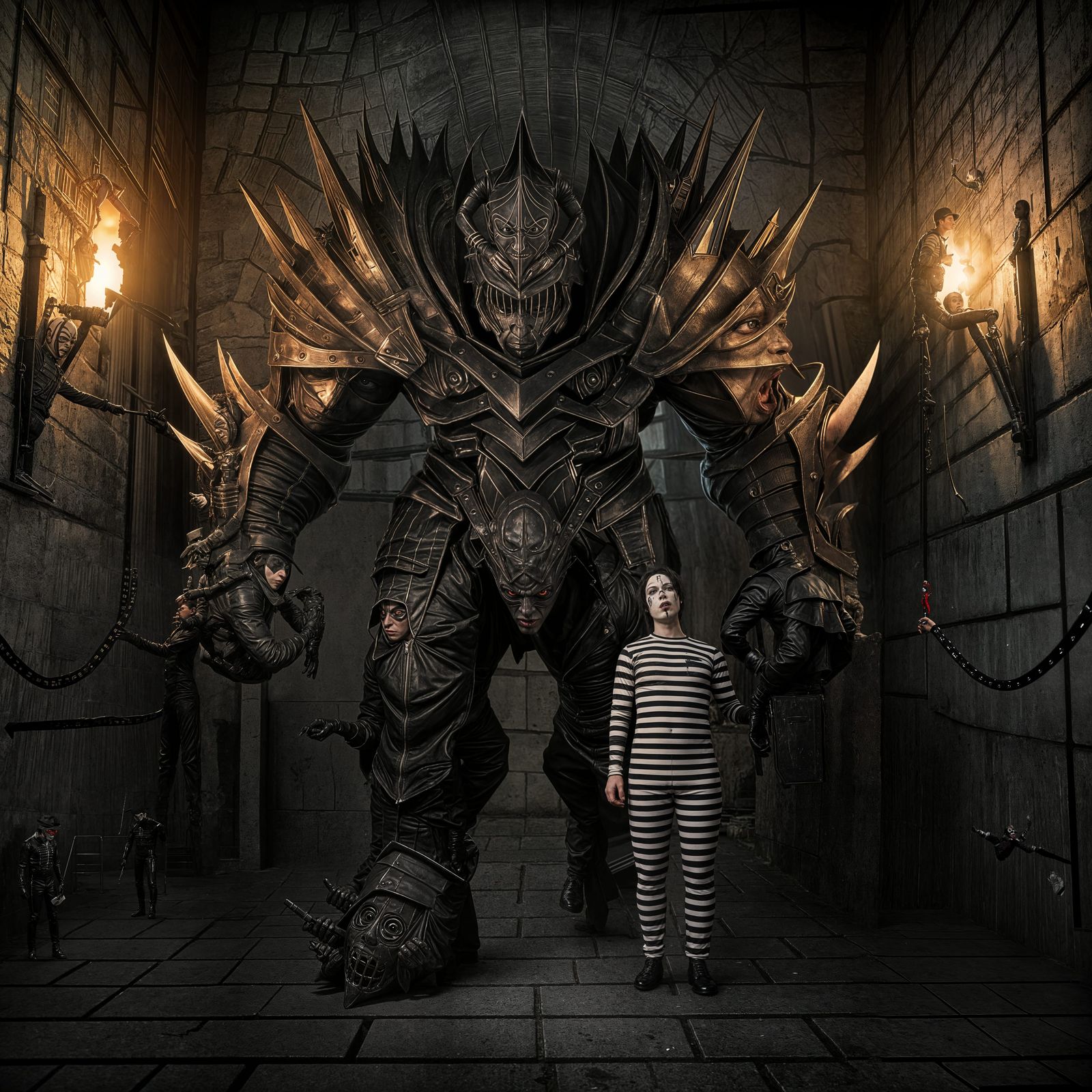 Gothic Punishfer and Tragic Mime in a Haunting Dun... - AI Art