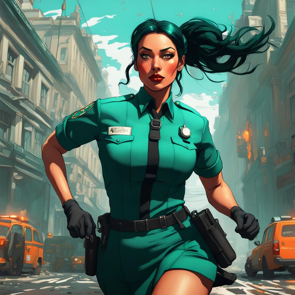 Paramedic running to helping at a road accident. - AI Generated Artwork ...