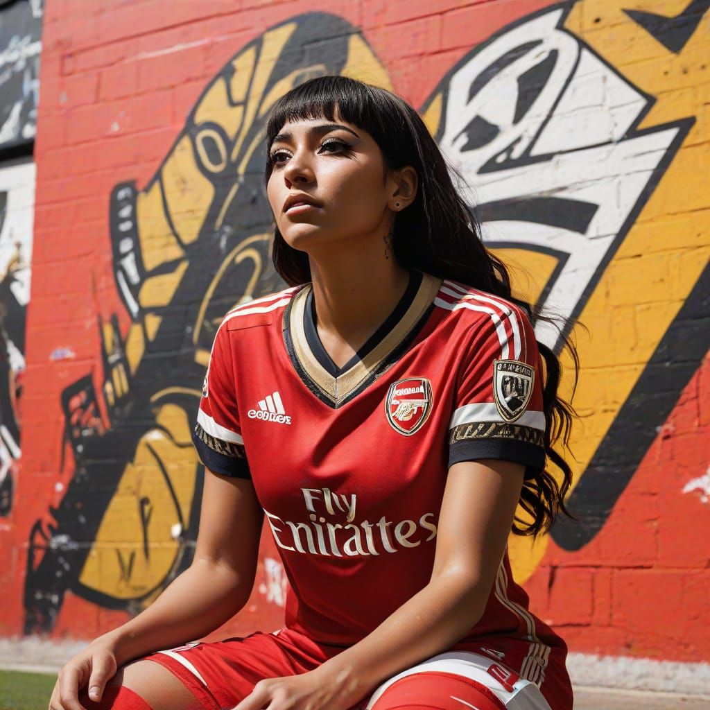 Vibrant Graffiti Art of Cleopatra in Arsenal FC Ho... - AI Art