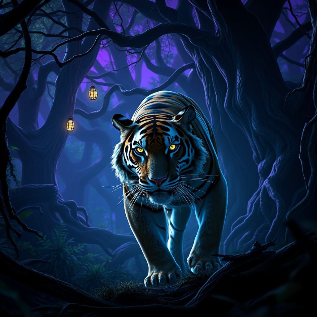 Tasmanian tiger, prowling - Mystical Tiger Prowls Primeval ...