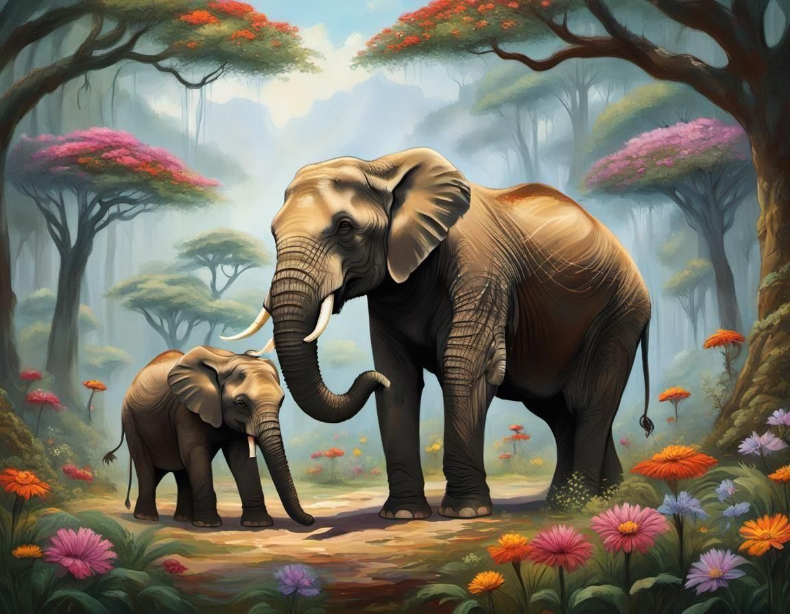 Elephants - AI Generated Artwork - NightCafe Creator