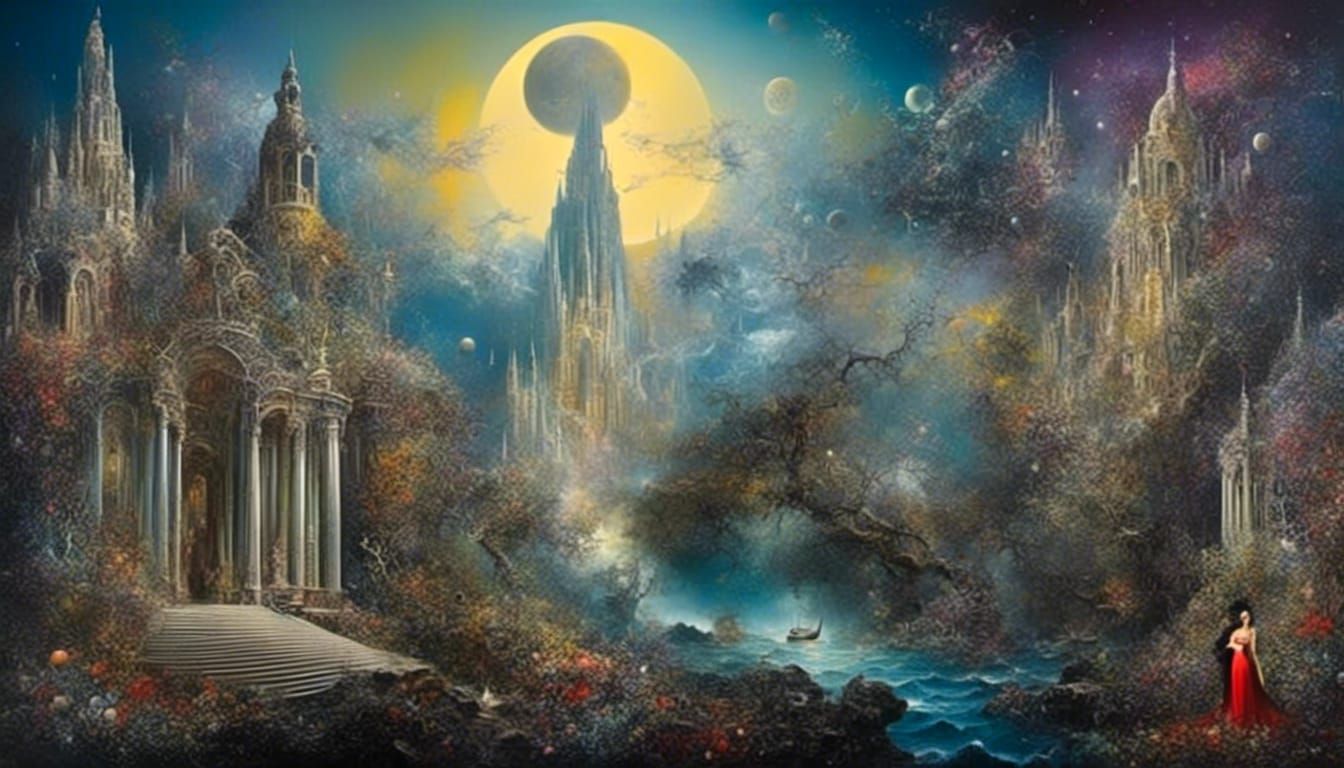 "Avalon" epic hypermodernism matte painting by Amanda Sage in the style ...