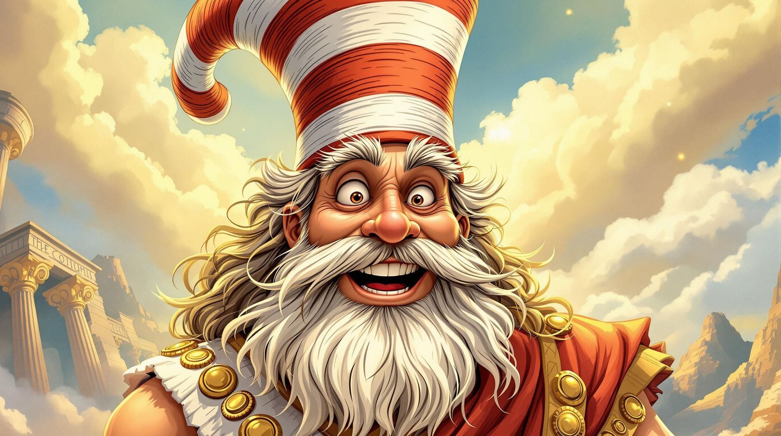 Dr. Zeuss - Whimsical Zeus Portrait in Dr. Seuss Style