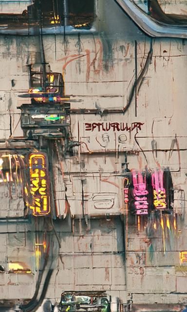cyberpunk 2099 blade runner 2049 neon steampunk engine graffiti ...