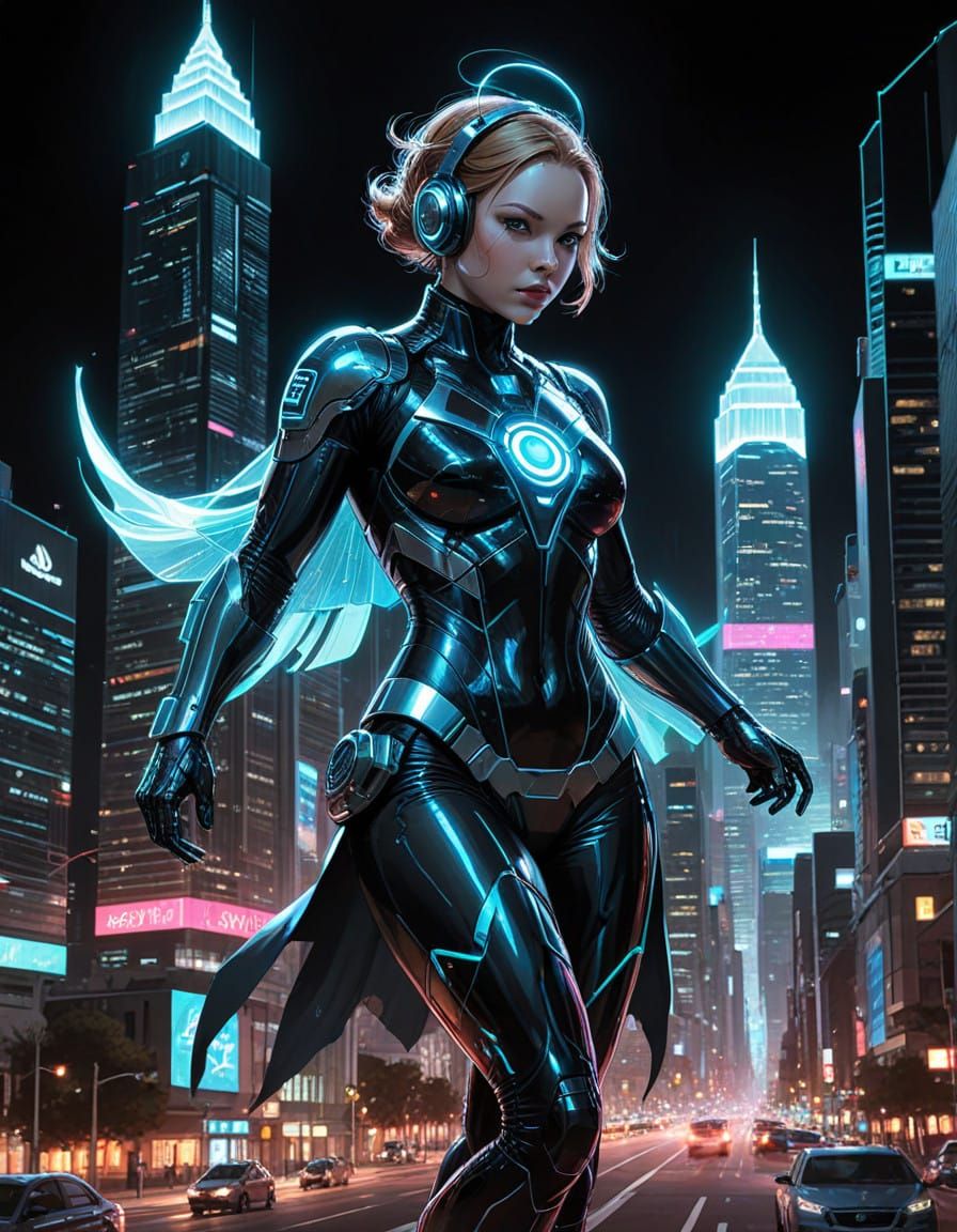 Turkey as a Cyberpunk Superhero in a Futuristic Ci... - AI Art