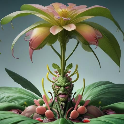 Bulbus man-eating plant flowering: huge stamen: elegant flowing petals ...
